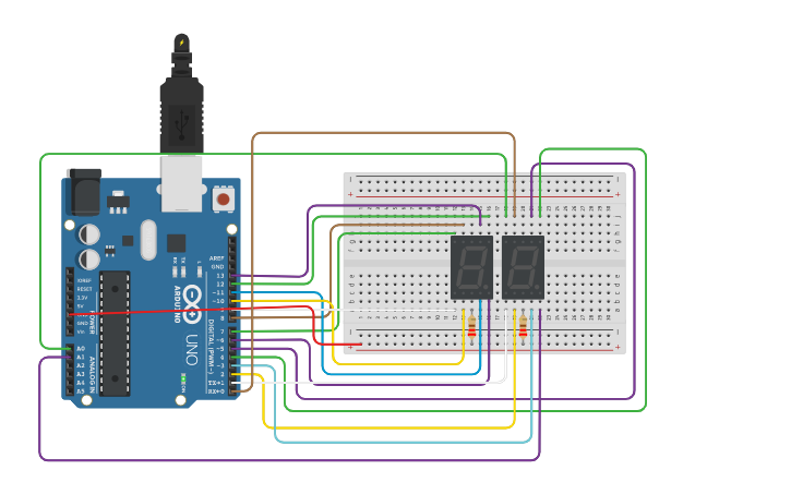 Circuit design Visualizador 7 Segmentos - Tinkercad