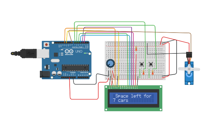 Circuit design car parking - Tinkercad