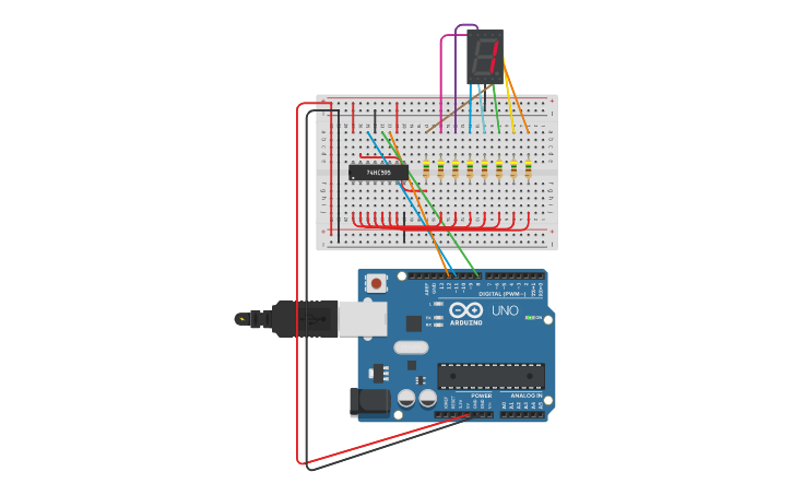 Circuit design 7-seg led | Tinkercad