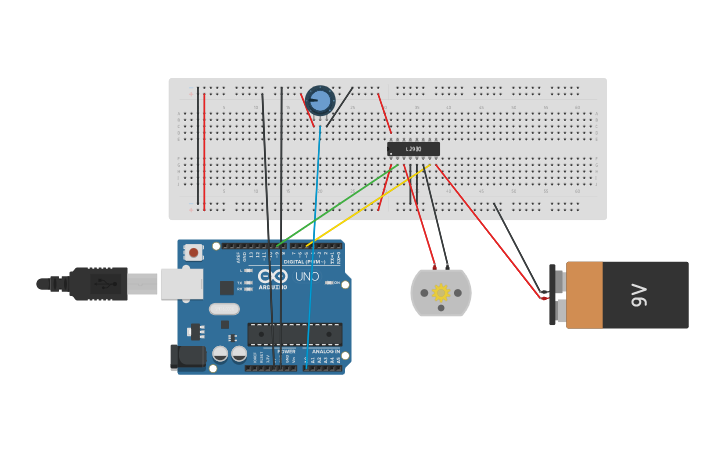Circuit design motor dc - Tinkercad