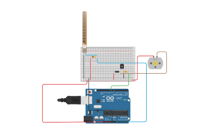 Circuit design Motor Plus Flex Sensor - Tinkercad