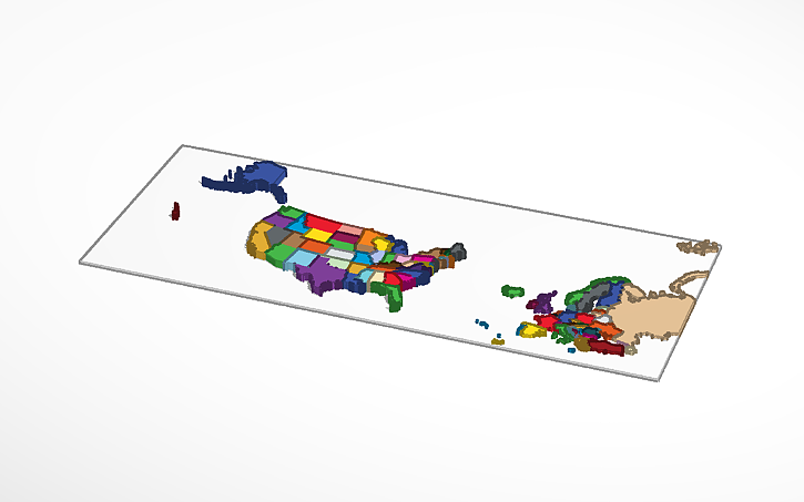 3D design U.S map and Eroupe map - Tinkercad