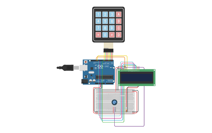 Circuit design Calculator w/ LCD Screen [C++] - Tinkercad