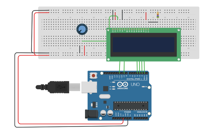 Circuit design Heart lcd 16x2 - Tinkercad