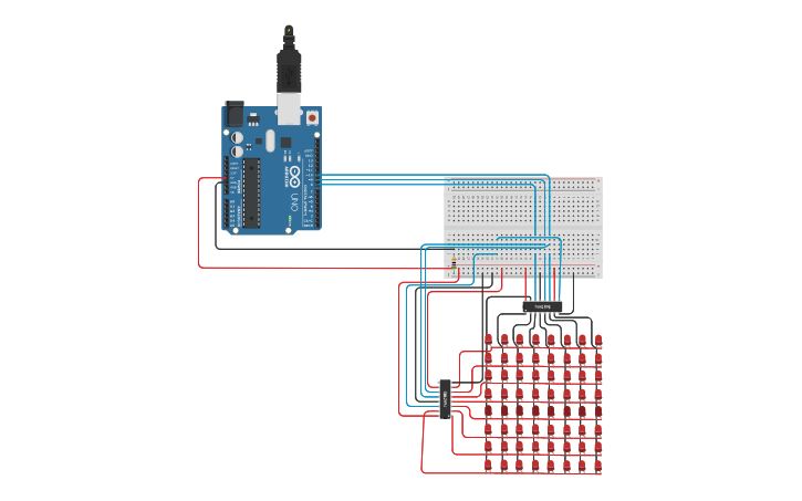 Circuit design LED Matrix - test1 | Tinkercad