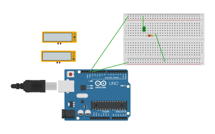 Circuit design Arduino - Green Led - Tinkercad