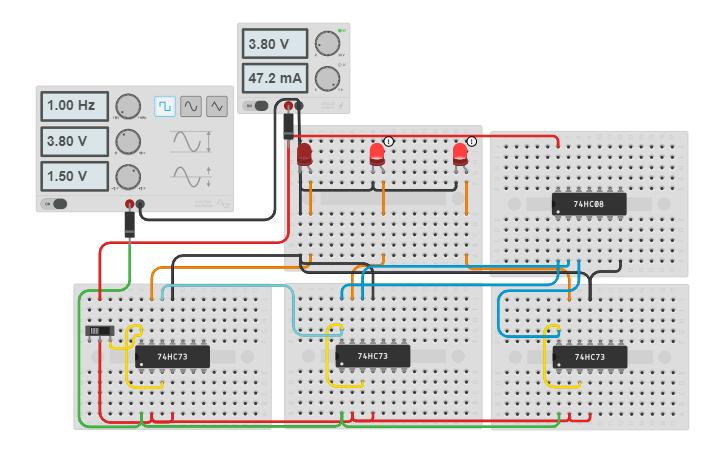 Circuit design SYNCHRONOUS COUNTER | Tinkercad
