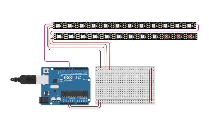 Circuit design neopixels - Tinkercad