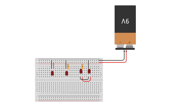 Circuit design SERIE PARALELO LED - Tinkercad