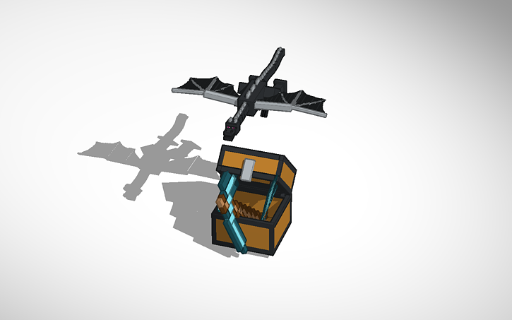 3D design Minecraft Chest and dragon | Tinkercad