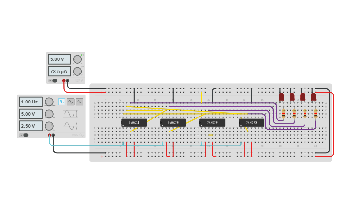 Circuit design Copy of PROJECT - Synchronous Counter(Elaborate) - Tinkercad