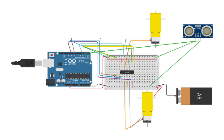 Circuit design 2 DC motors with L293D and Arduino - Tinkercad