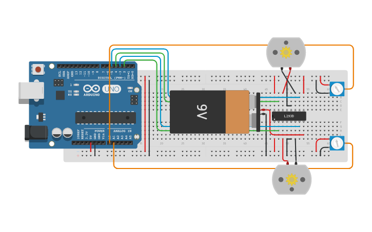 Circuit design PARTE V. Módulo seguidor de línea - Tinkercad
