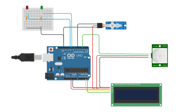 Circuit design Open/Close door - Tinkercad
