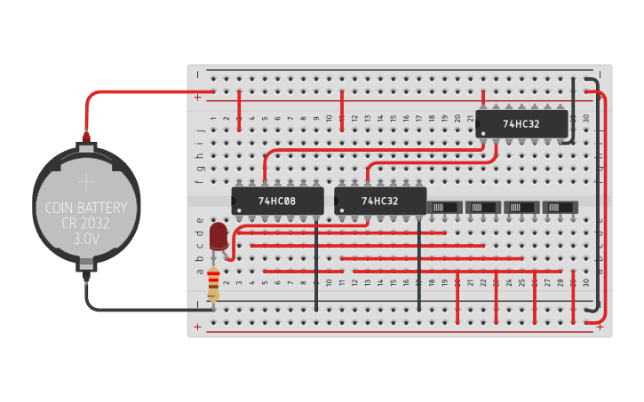 Circuit design Práctica 1. Circuito con compuertas lógicas - Tinkercad