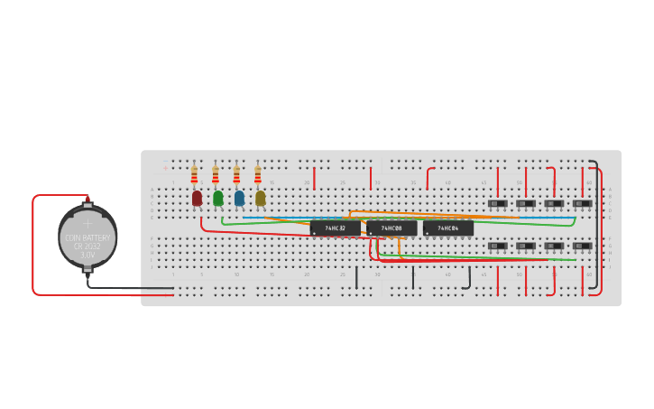 Circuit design Práctica 3. Mini casa inteligente con lógica combinacional - Tinkercad
