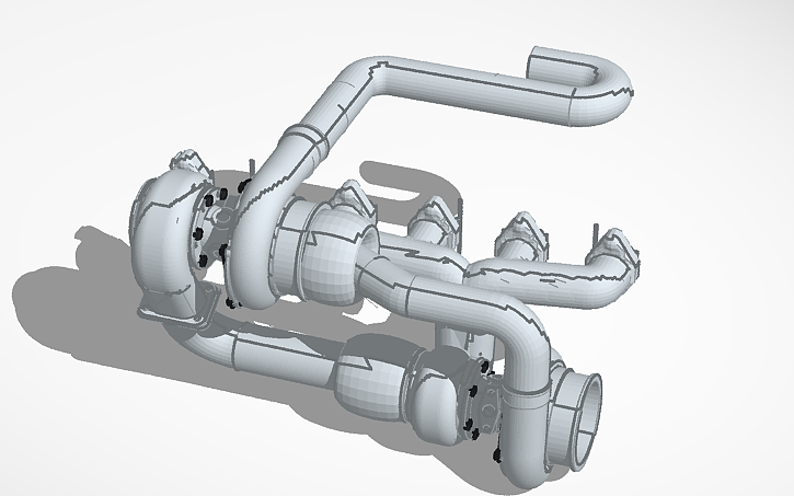 3D design Twin turbo setup for inline 6 (works in simlab) - Tinkercad
