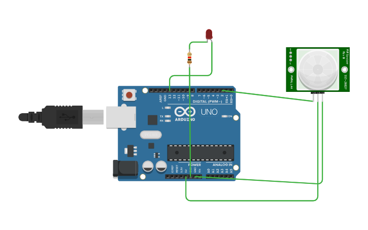 Circuit design motion sensor - Tinkercad