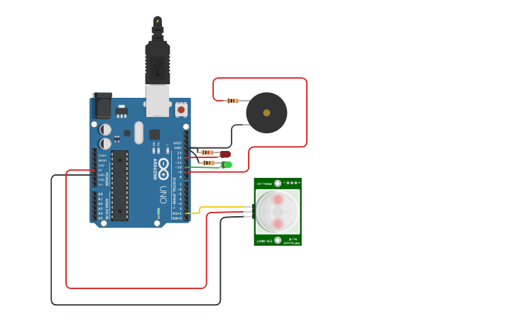 Circuit design PIR Motion Sensor | Tinkercad