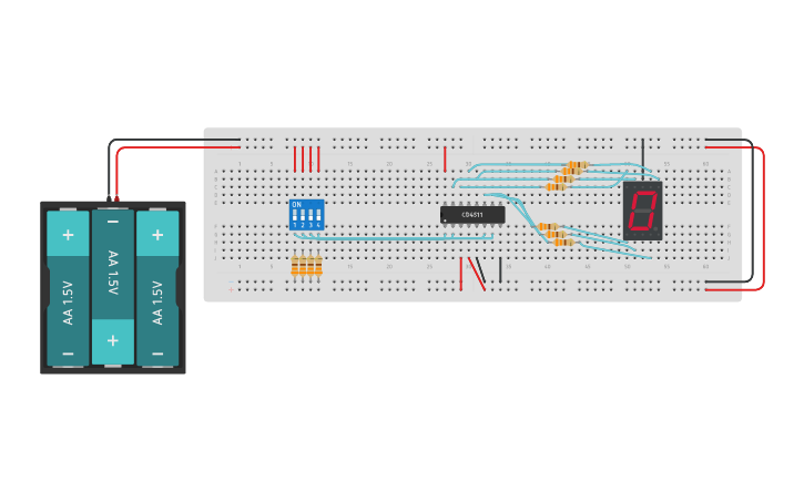 Circuit design DECODER BCD-7 SEGEMENTOS - Tinkercad