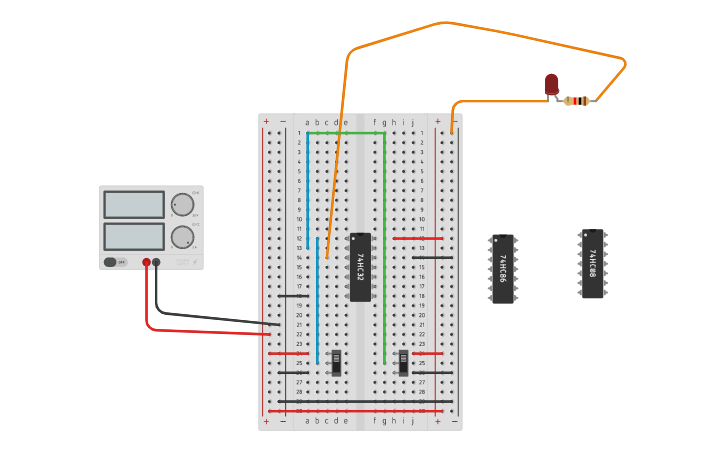 Circuit design OR,AND,XOR | Tinkercad