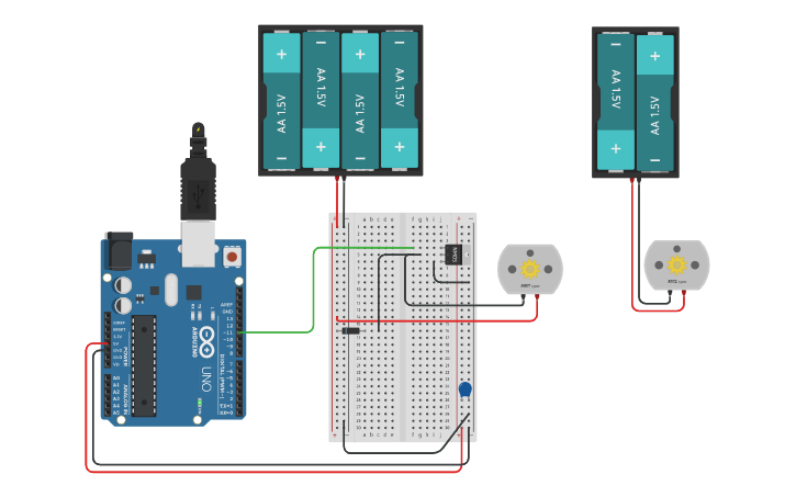 Circuit design Single Direction DC Motor - Tinkercad