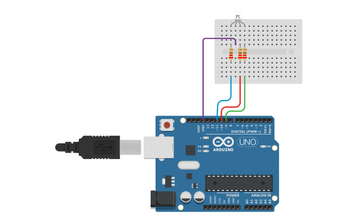 Circuit design RGB and PWM | Tinkercad