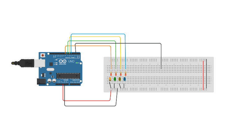 Circuit design Led Chaser - Tinkercad