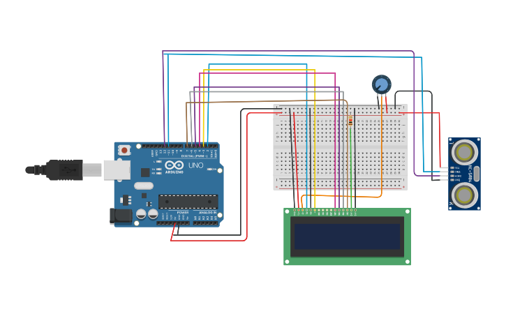 Circuit design Distance measurements using ardunio and ultrasonic ...