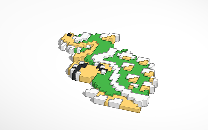 3D design Bowser 8-bits keychain - Tinkercad