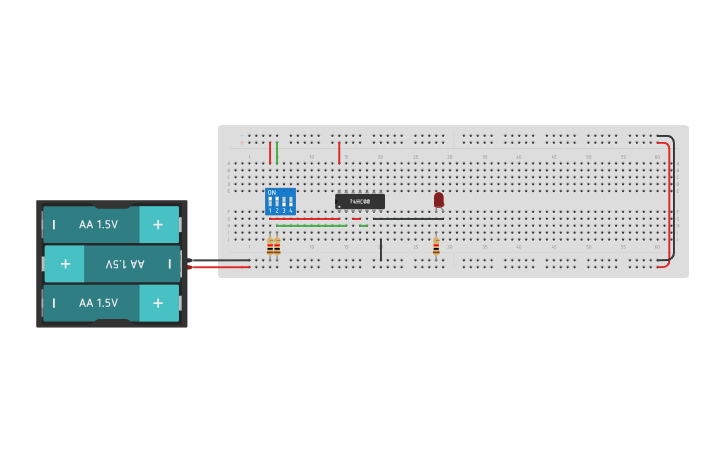 Circuit design Puerta AND con NAND | Tinkercad
