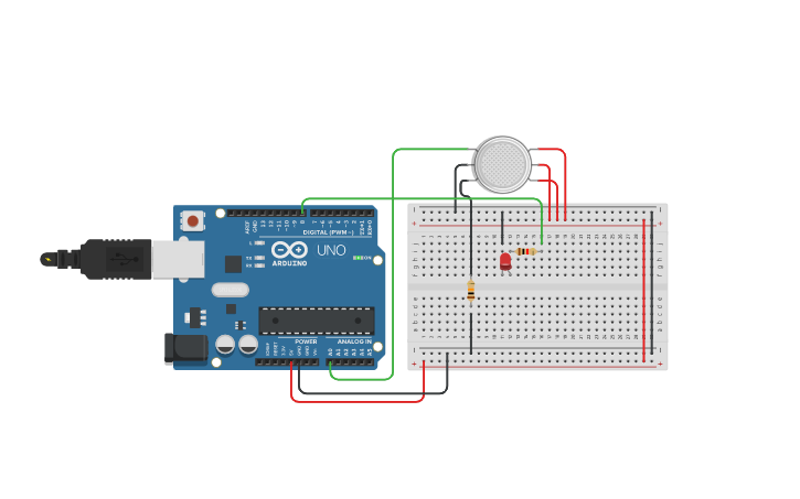 Circuit design SENSOR DE GAS - Tinkercad