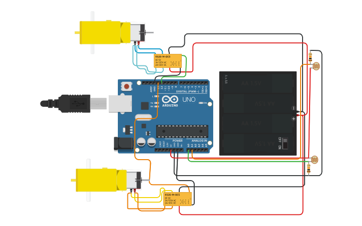 Circuit design line following with arduino - Tinkercad