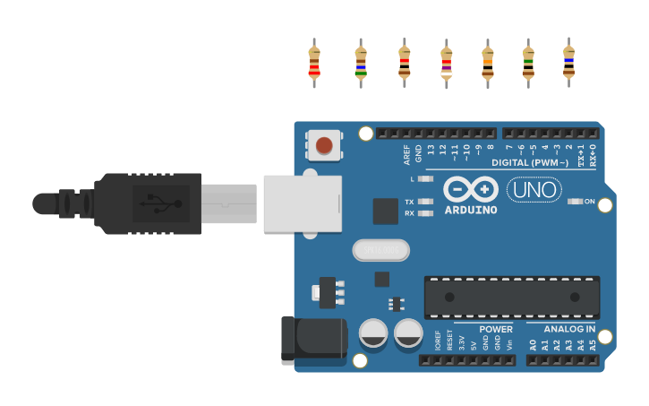 Circuit design Arduino Resistors - Tinkercad