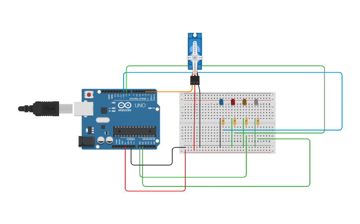 Circuit design Alternating Lights - Tinkercad