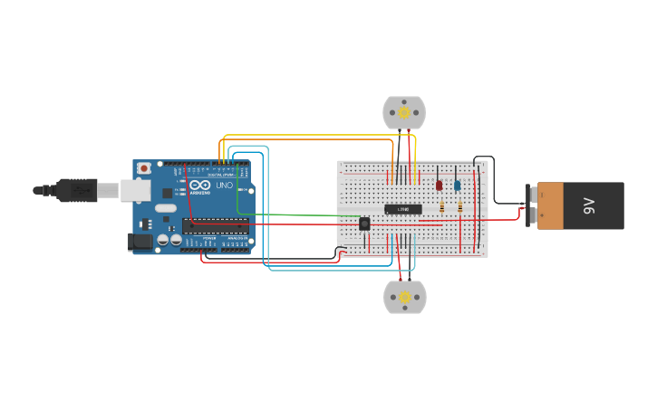 Circuit design IR receiver motor - Tinkercad