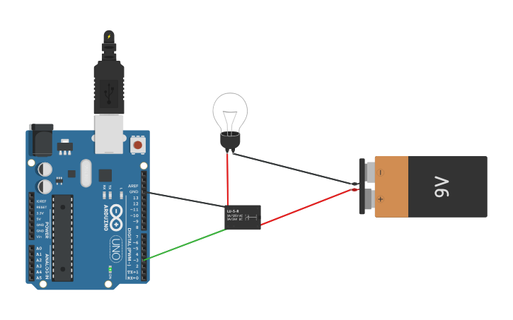 Circuit Design Control Light Bulb Using Relay Tinkercad