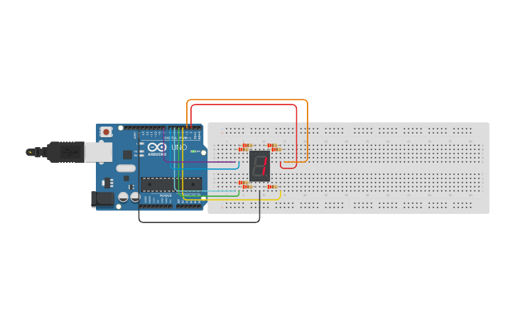 Circuit design 7 segment - Tinkercad