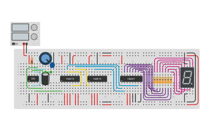 Circuit design Contador Asincrono - Tinkercad