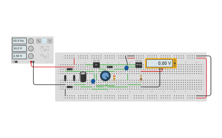 Circuit design Conversión de potencia | Tinkercad