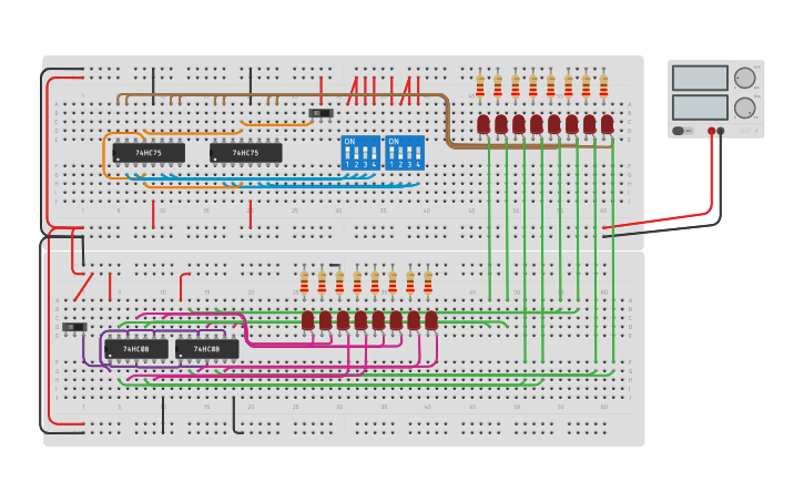 Circuit design 8-Bit Register - Tinkercad