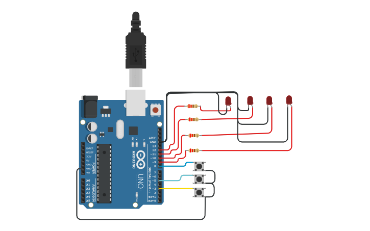 Circuit design contador binario | Tinkercad