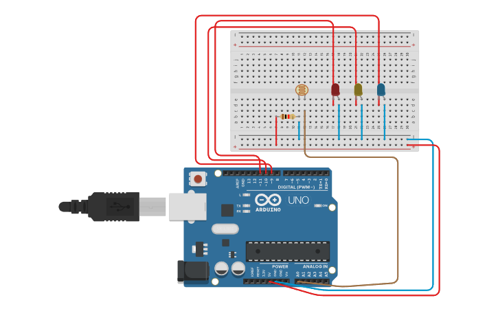 Circuit Design 3 Led Photoresistor Tinkercad