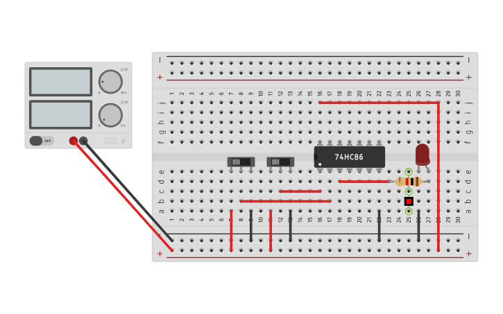 Circuit design XOR IC | Tinkercad