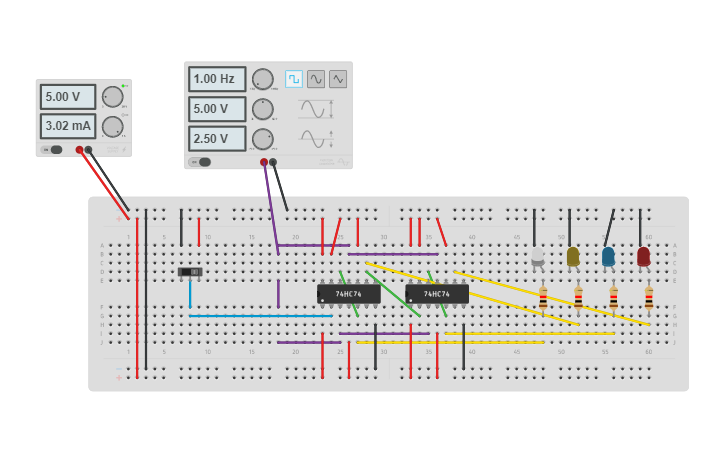 Circuit design SIPO - Tinkercad