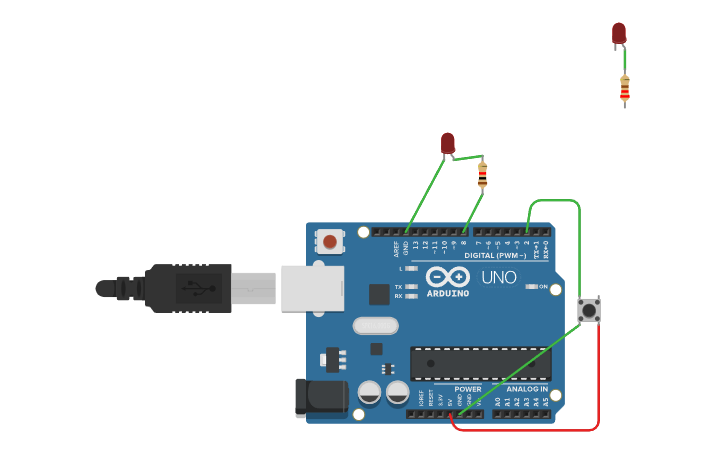 Circuit design led with switch - Tinkercad