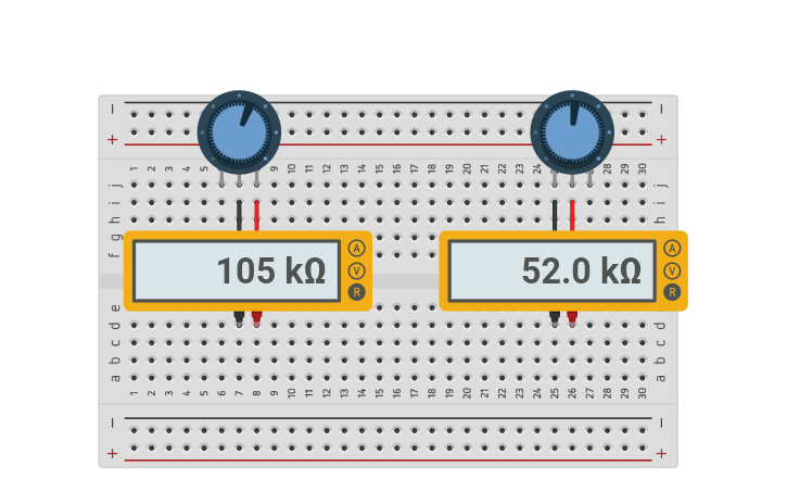 Circuit design 3 Resistencias variables | Tinkercad