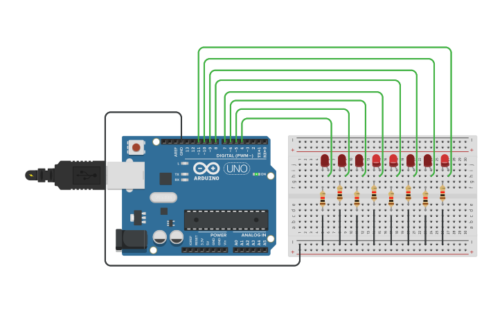 Circuit design Decimal to Binary Conversion - Tinkercad