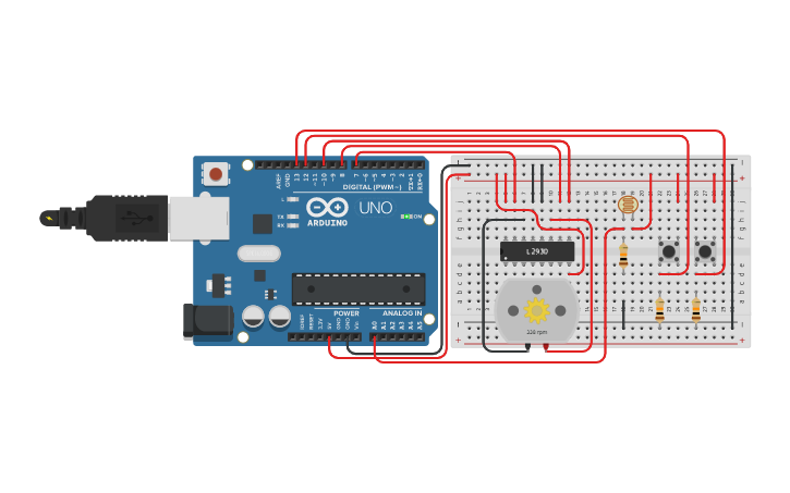Circuit design Persianas con LDR - Tinkercad
