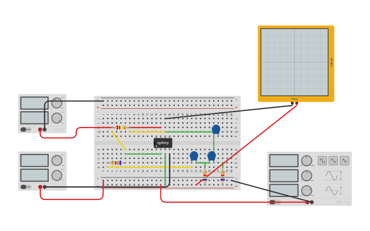 Circuit design Copy of RC phase shift oscillator final - Tinkercad